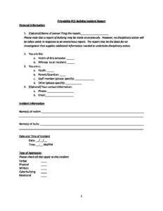 Friendship Bullying Incident Report - Friendship Public Charter School